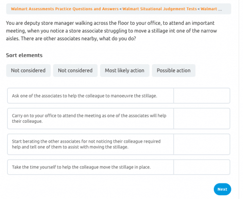 Walmart Assessment Test Questions and Answers