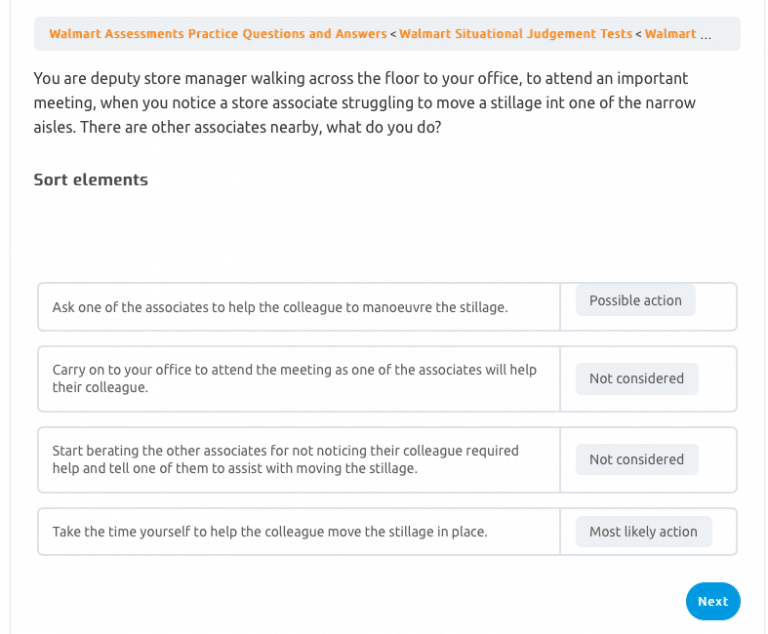 Walmart Assessment Test Questions and Answers